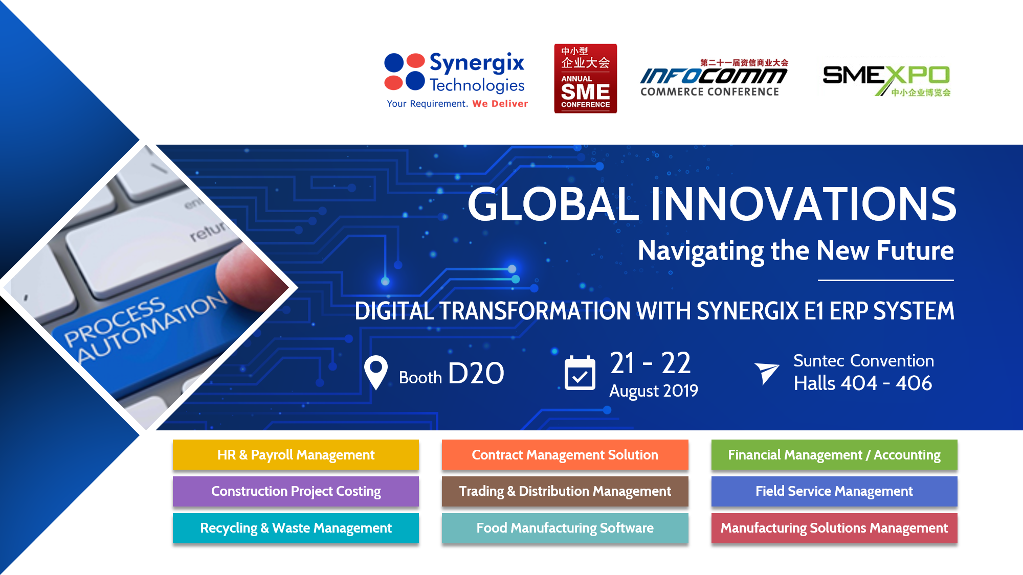 SME Expo 2019 at Suntec Singapore - Synergix Technologies ERP System ...